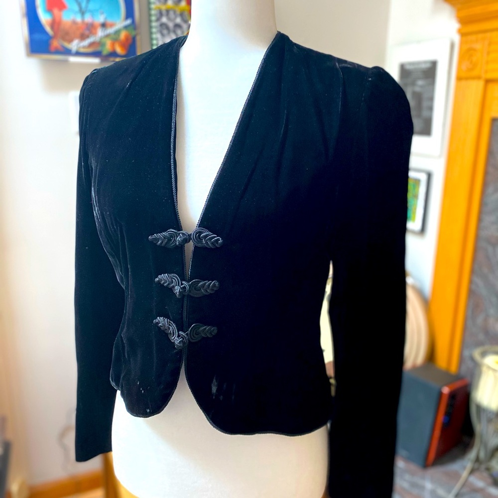 Black Velvet Victorian Style Jacket - Gem